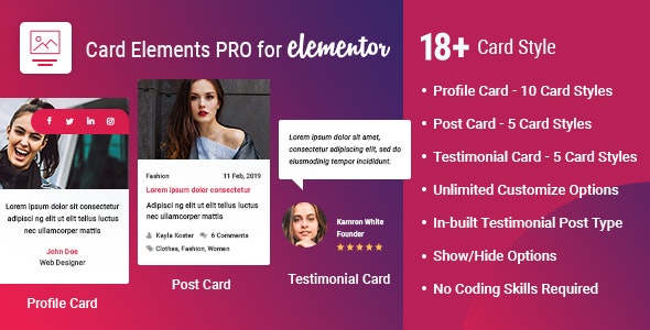 Card Elements Pro for Elementor v1.0.3 团队资料模块插件下载_芒果运营