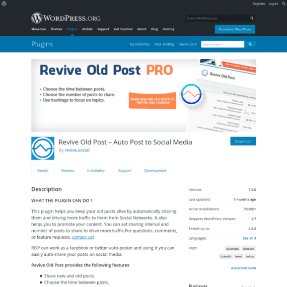 [破解版/Nulled]ThemeIsle Revive Old Post Pro免费下载，已激活WordPress插件_芒果运营
