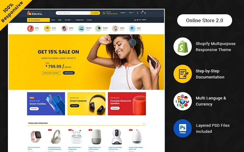 Electro Mega Shop 多用途 Elementor Shopify 商店主题下载_芒果运营