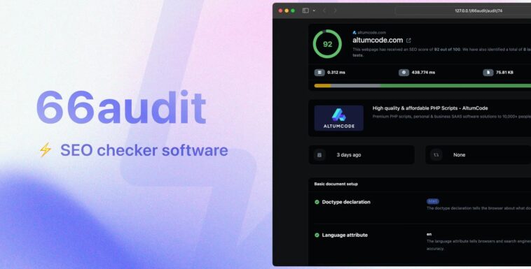 66audit v3.0.0 – SEO audits Software SEO评估源码下载_芒果运营